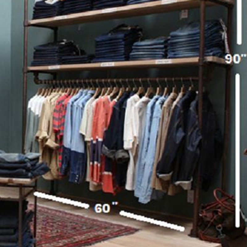 Industrial Pipe Clothing Rack | Large Wall Rack - William Roberts Vintage