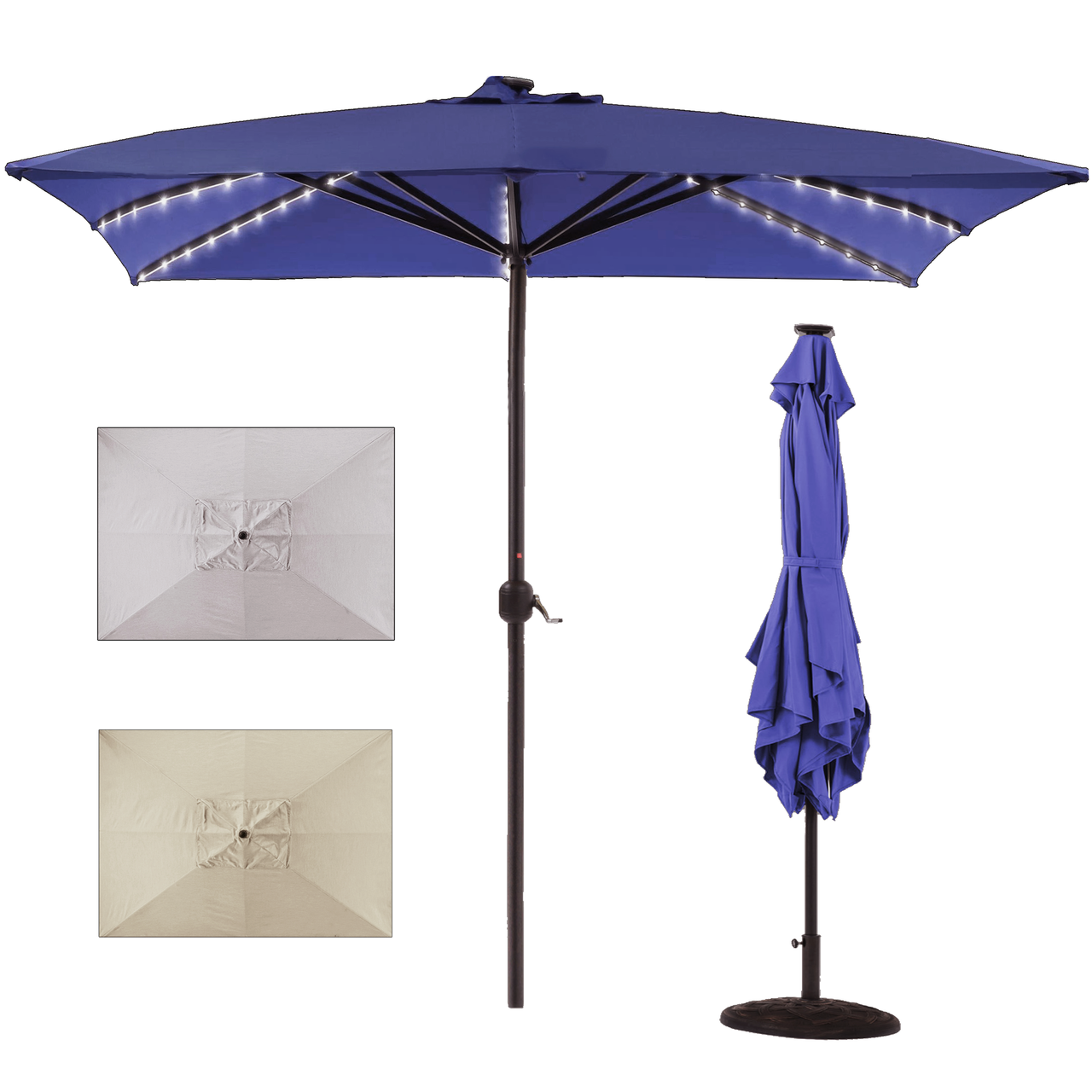 8' x 10' Solar Rectangular Umbrella - with Solar Lights!