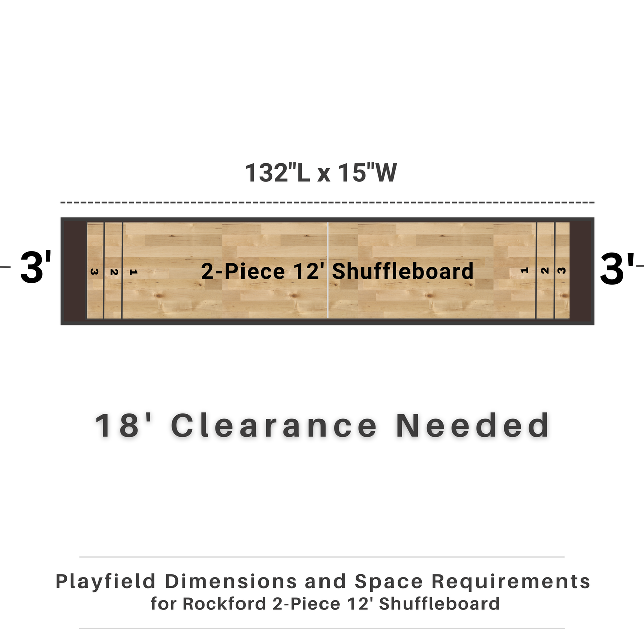"The Rockford" 2-Piece 12′ Upstairs/Downstairs Shuffleboard Table