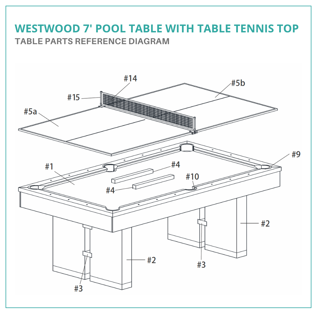 Westwood 7' Pool Table with Table Tennis Top and Benches - Parts