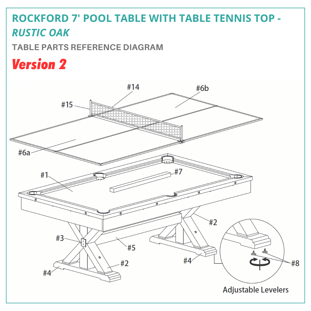Version 2: Rockford 7' Pool Table with Table Tennis Top and Benches in ...