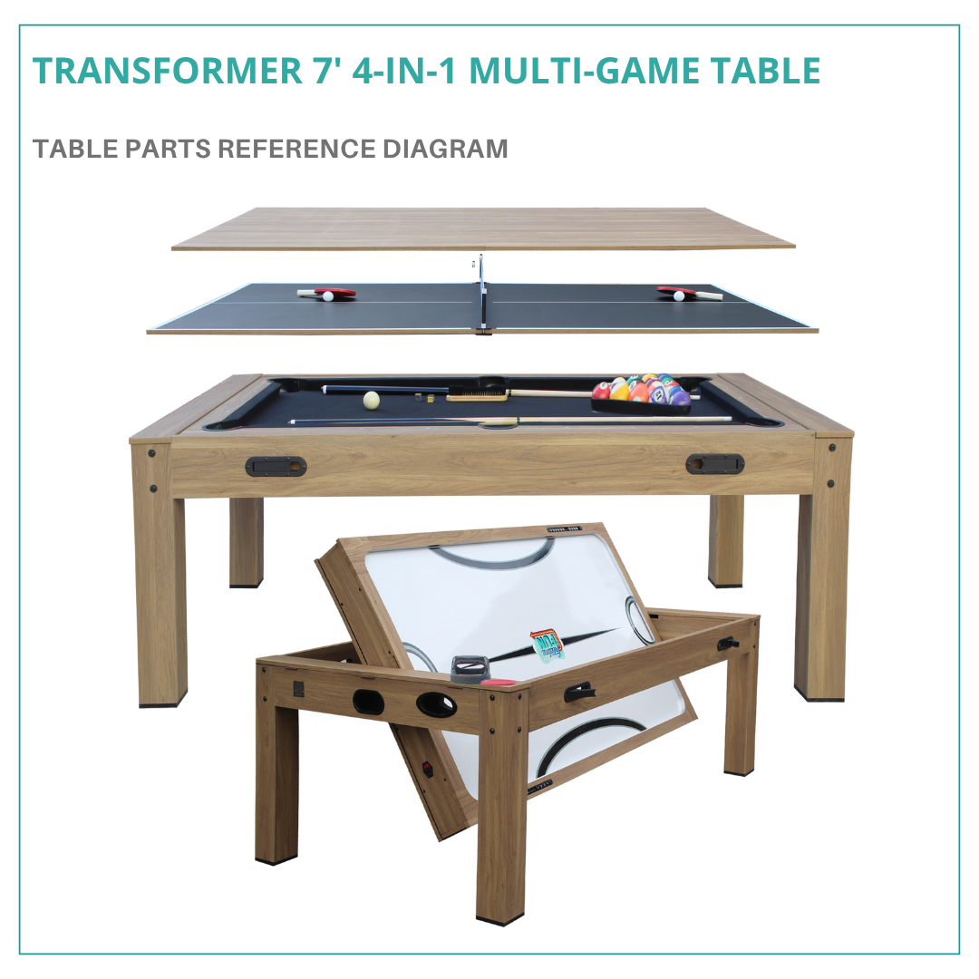 Transformer 7' Pool Table with Table Tennis Top and Benches - Parts
