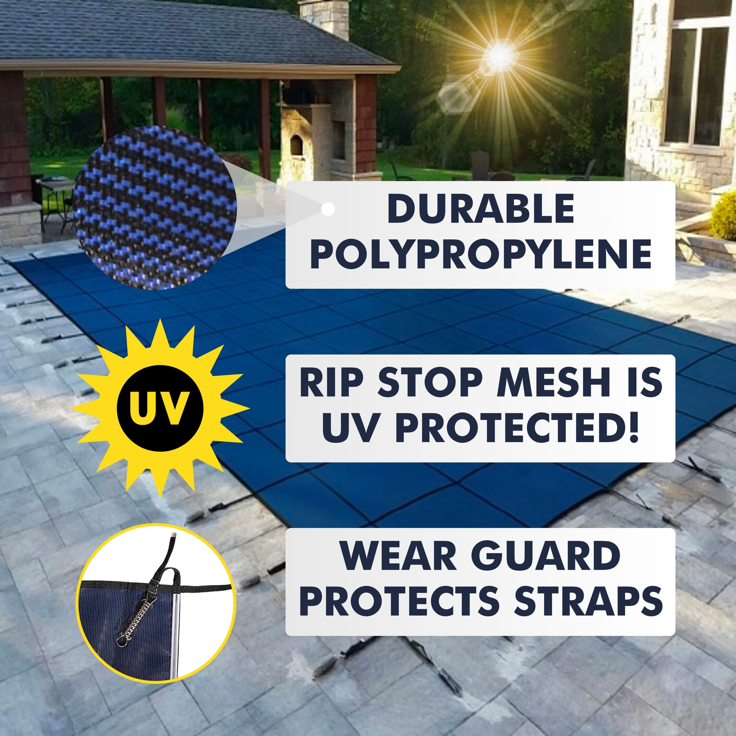 "Gorilla" Mesh Safety Pool Cover for In-Ground Pools- 16 YR Warranty