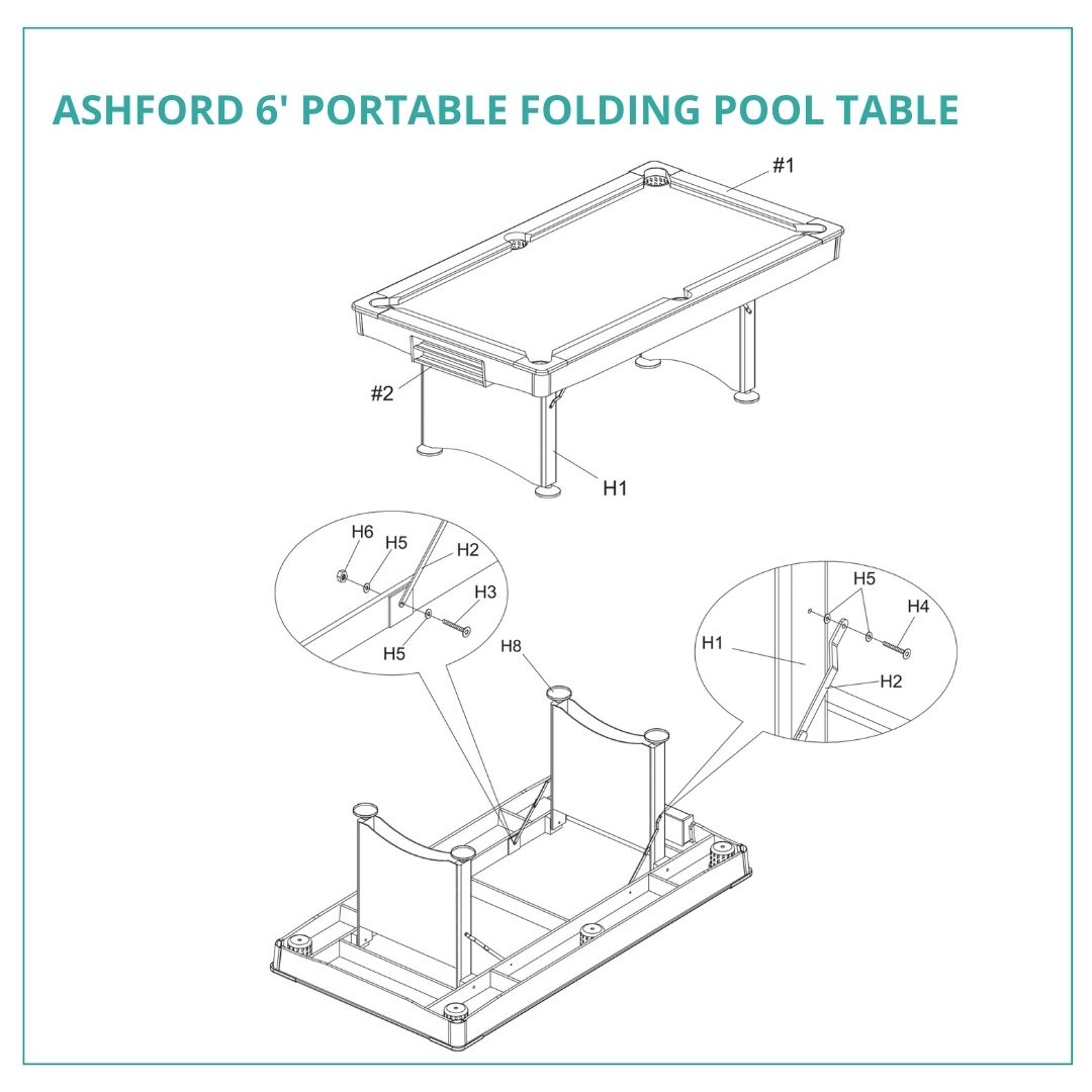 Ashford 6' Portable Folding Pool Table - Parts