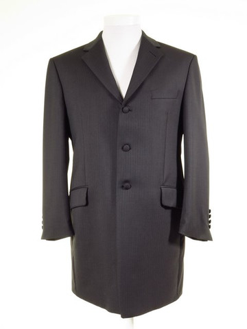 Lightweight Slate Grey Herringbone Wool Prince Edward Suit Jacket Ex ...