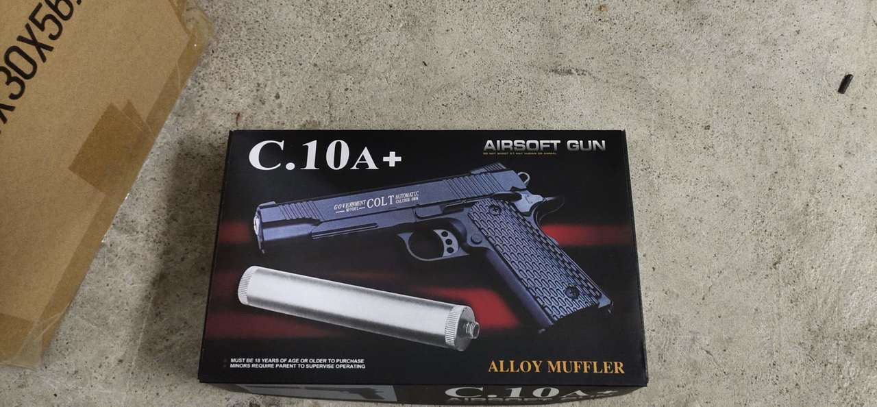 CYMA C10A+ Government Model Pistol in Full Metal With Silencer ...