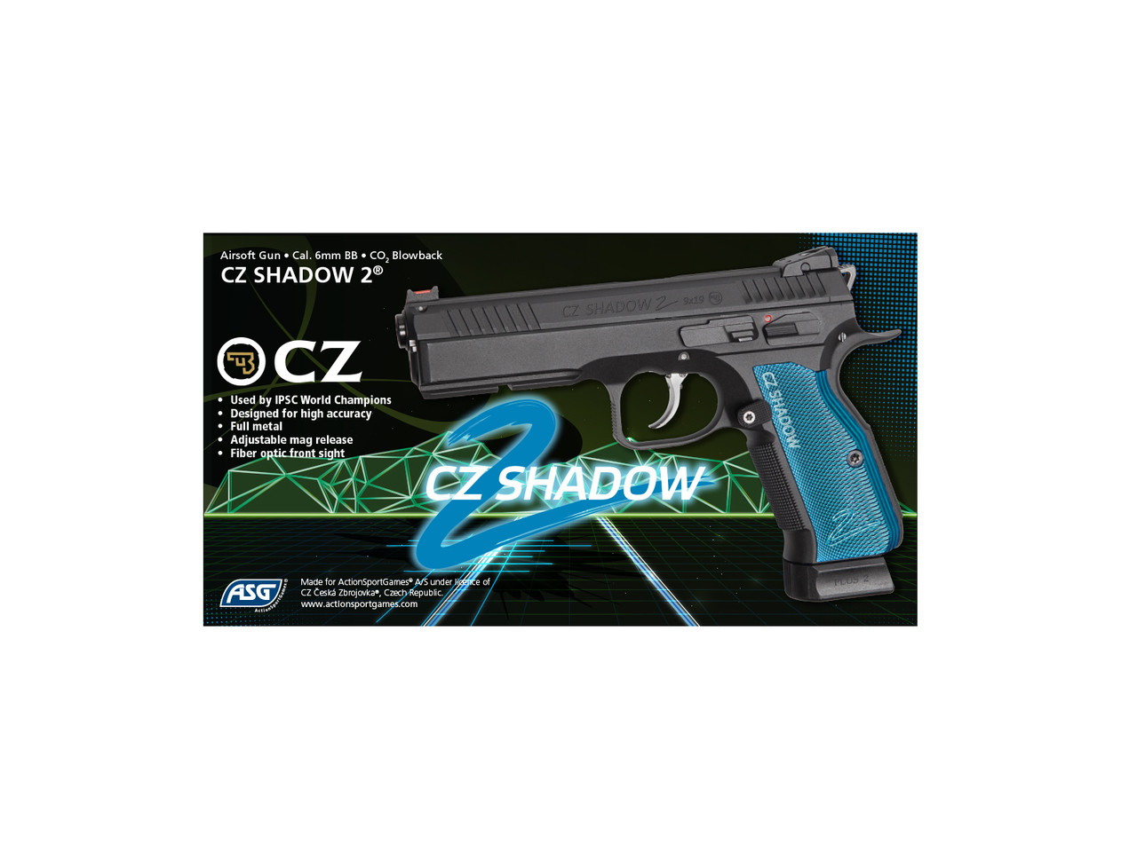ASG CZ Shadow 2 Co2 Blowback Pistol (Blue Grip) - bbgunsuk.co.uk