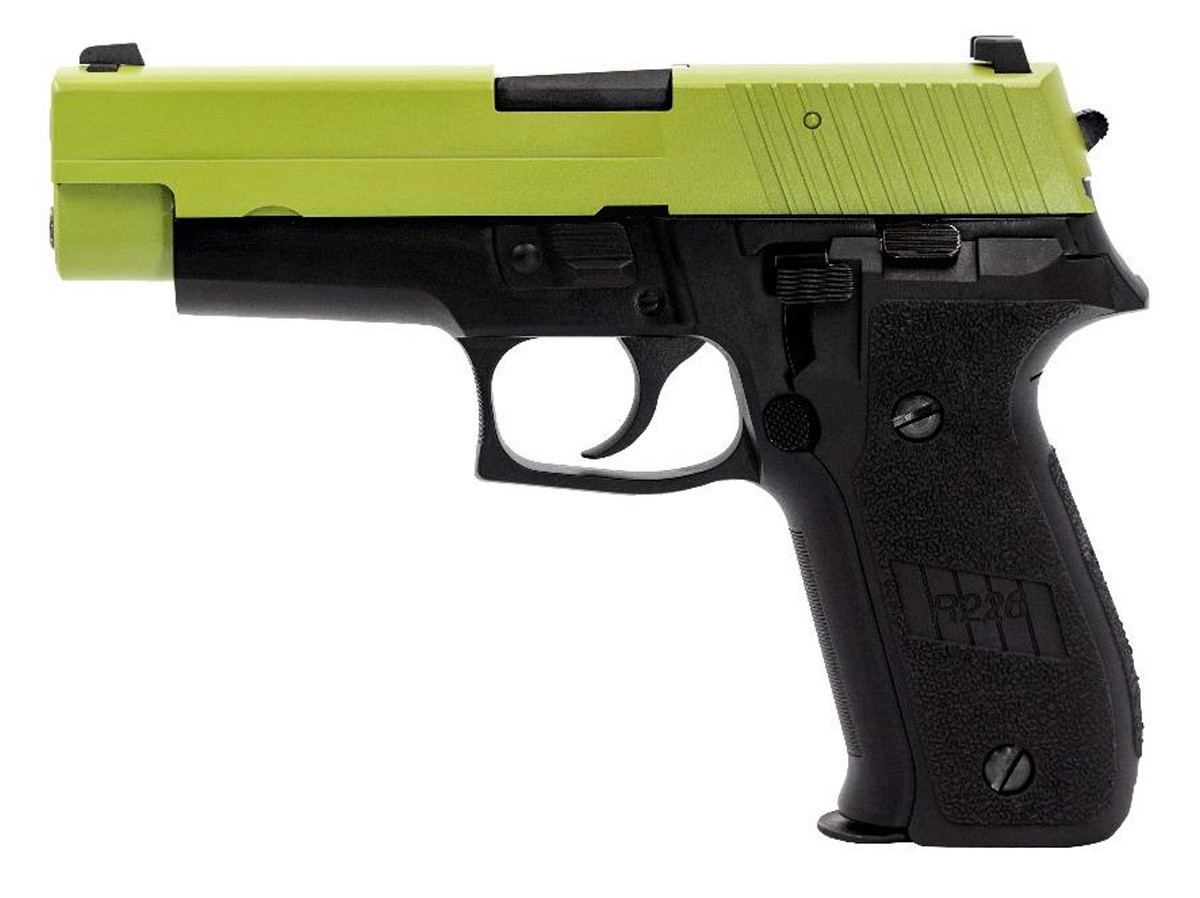 Raven R226 Gas Blowback pistol with Green Slide - bbgunsuk.co.uk