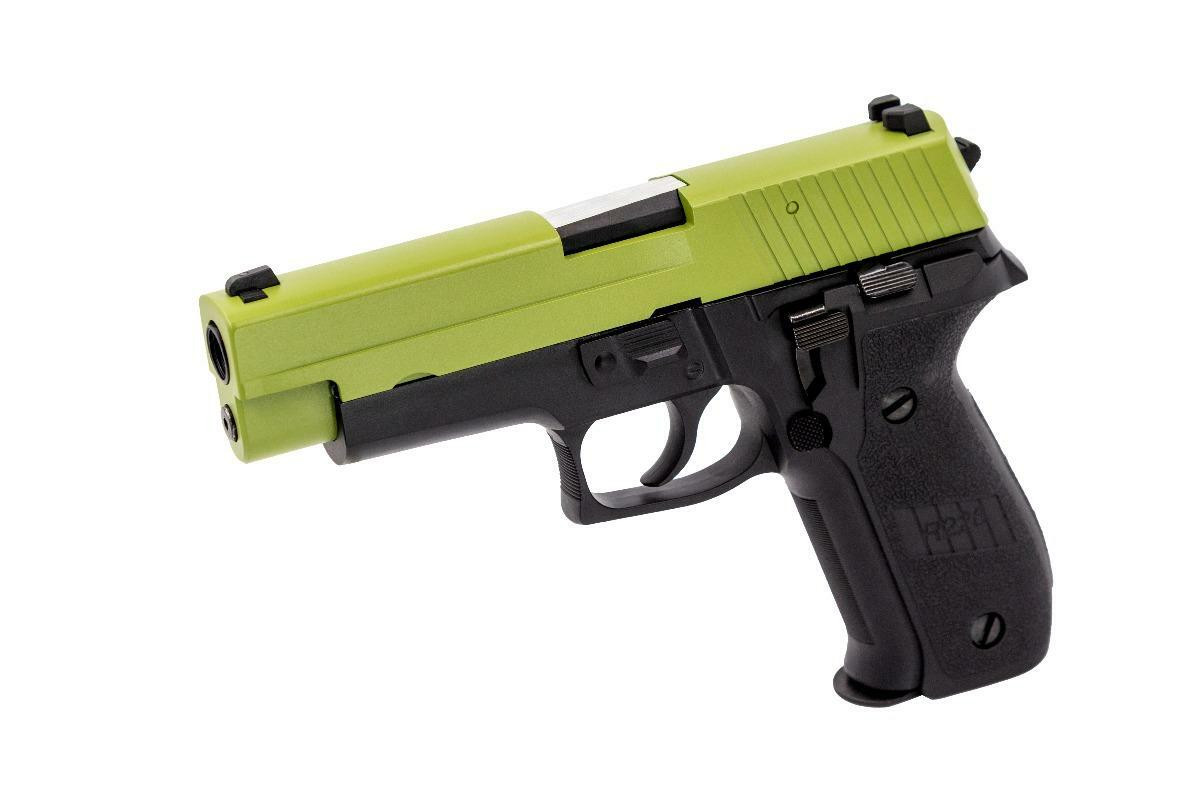 Raven R226 Gas Blowback pistol with Green Slide - bbgunsuk.co.uk