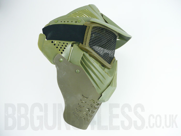 Pro Airsoft Protection mask in green with mesh visor - bbgunsuk.co.uk