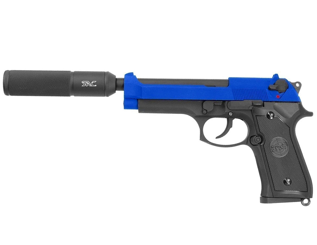 SRC SR92 A1 Gas blow back pistol With Silencer in Blue - bbgunsuk.co.uk