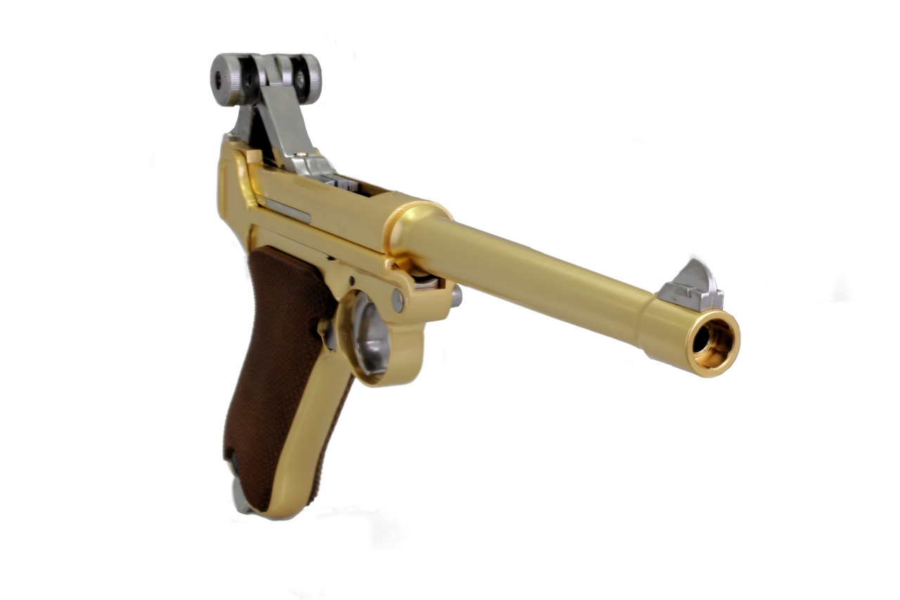 WE Tech P08 Luger 6" Gas Blowback Pistol in Gold