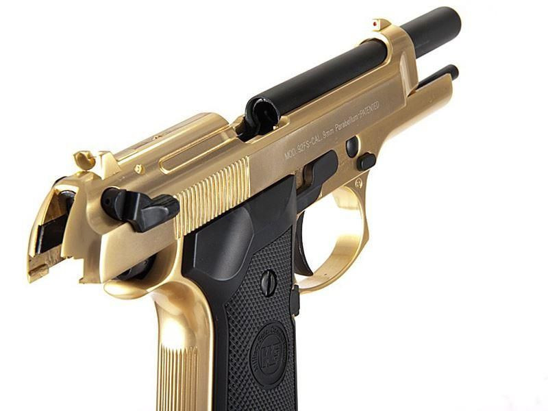 WE Tech M92 GEN 2 Gas Blow Back Airsoft BB Pistol in Gold - bbgunsuk.co.uk