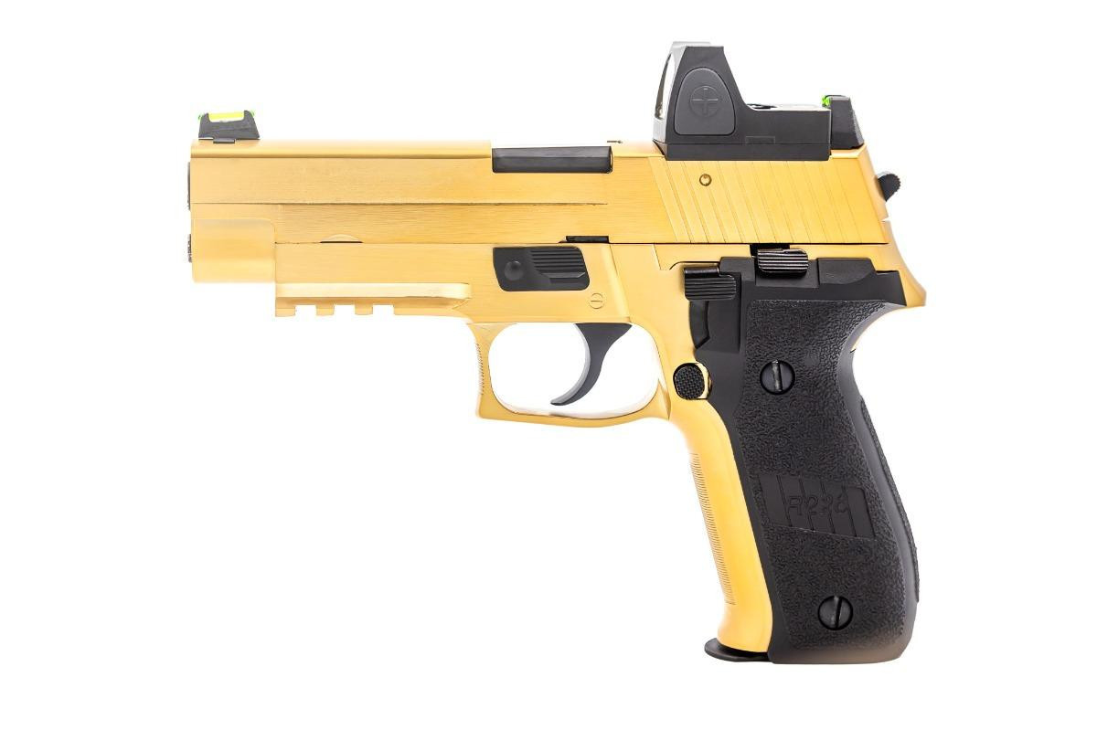 Raven R226 Gas Blowback pistol with Rail in Gold with BDS Sight ...