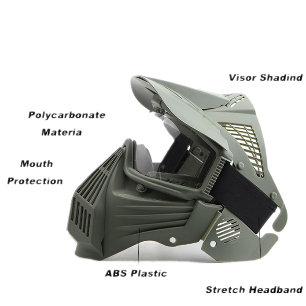 Battle Grey Airsoft Full Face Mask with Plastic Lens - bbgunsuk.co.uk