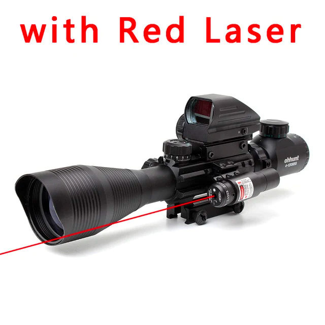 Skirmish Tactical 4-12X50 Rifle Scope + Red Dot + Red Laser Combo ...