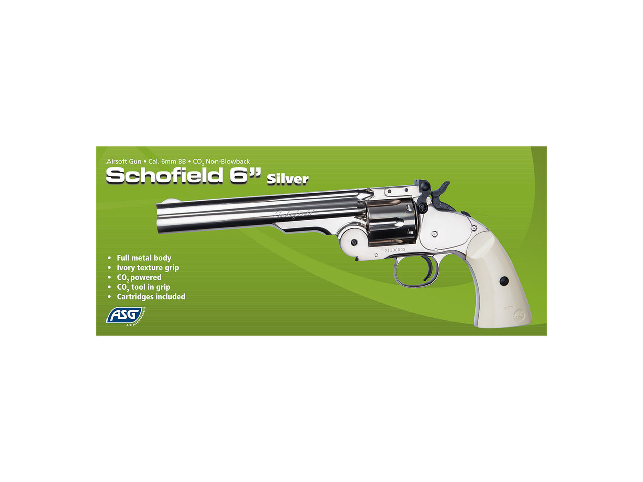 ASG Schofield 6" Co2 Airsoft Revolver with Ivory Grip - bbgunsuk.co.uk