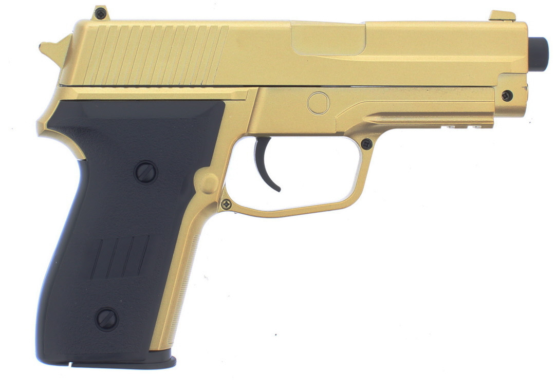 Vigor V12 P226 Full Metal Spring Pistol With Rail in Gold - bbgunsuk.co.uk