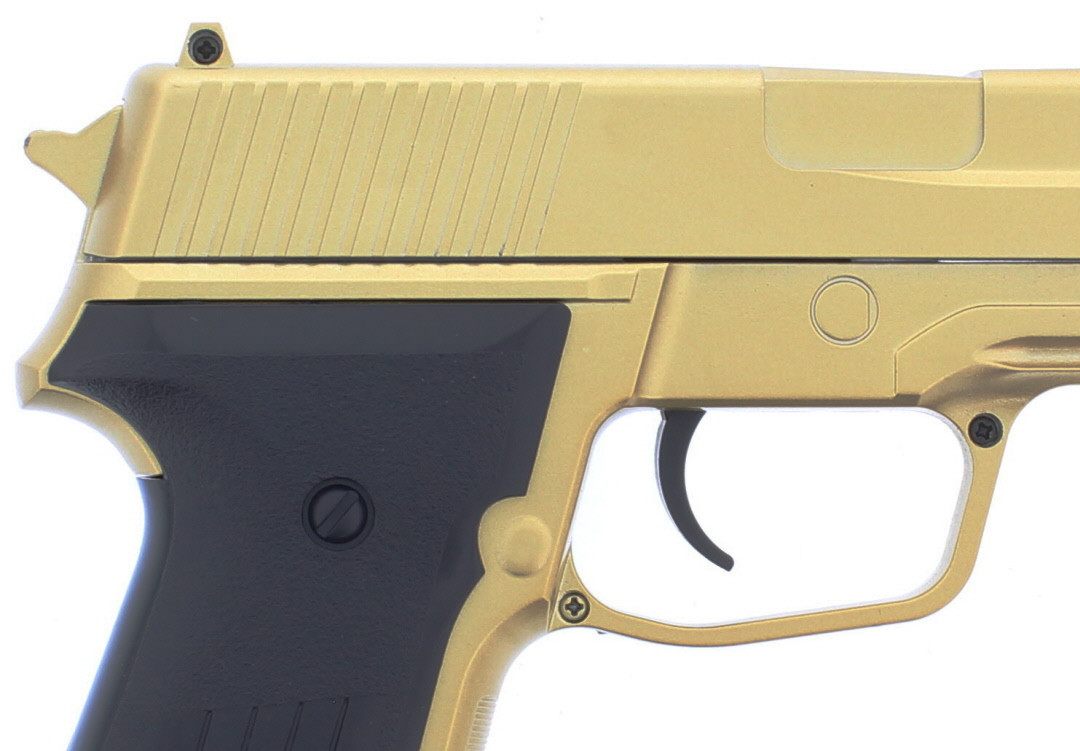 Vigor V12 P226 Full Metal Spring Pistol With Rail in Gold - bbgunsuk.co.uk