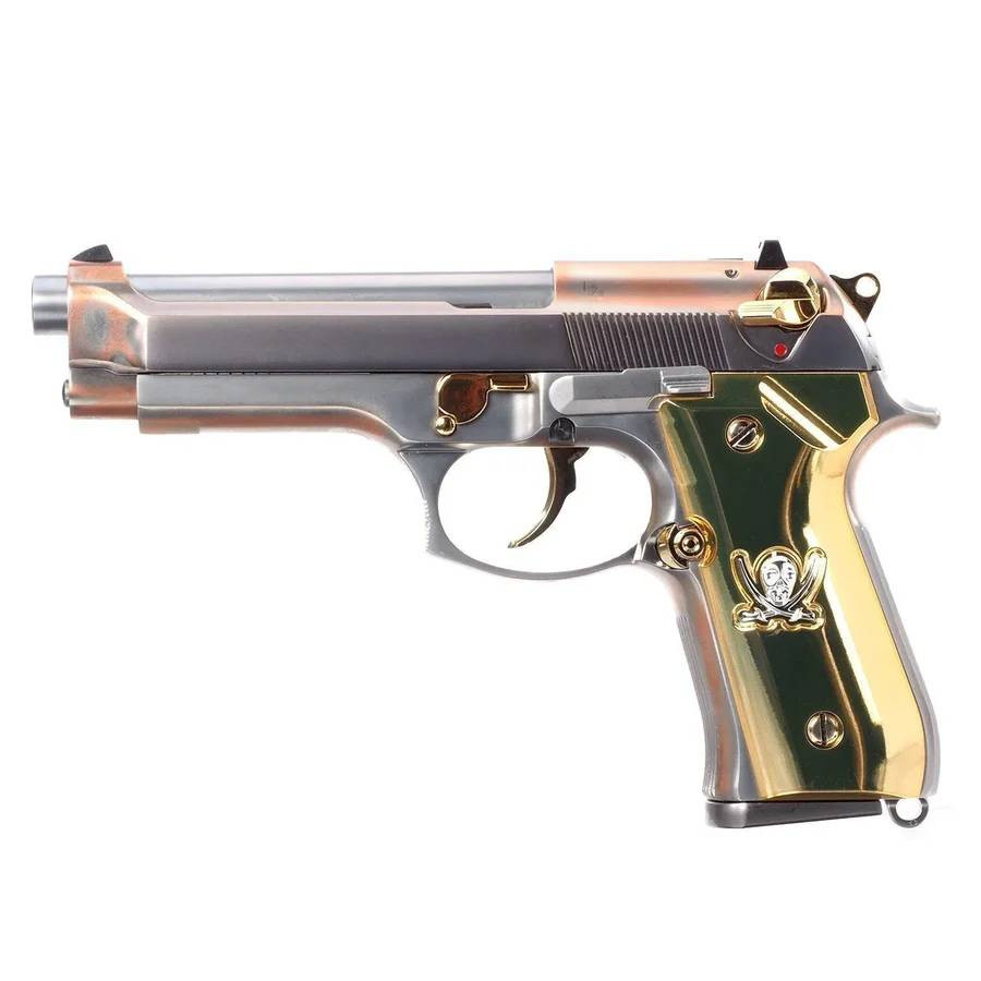 WE M92F Calico Jack Gas Blowback Airsoft Pistol in Chrome & Gold ...
