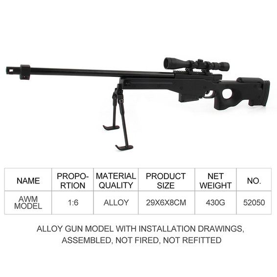 L96A1 AWM Metal Die Cast Mini Sniper rifle 3:1 scale in Black ...