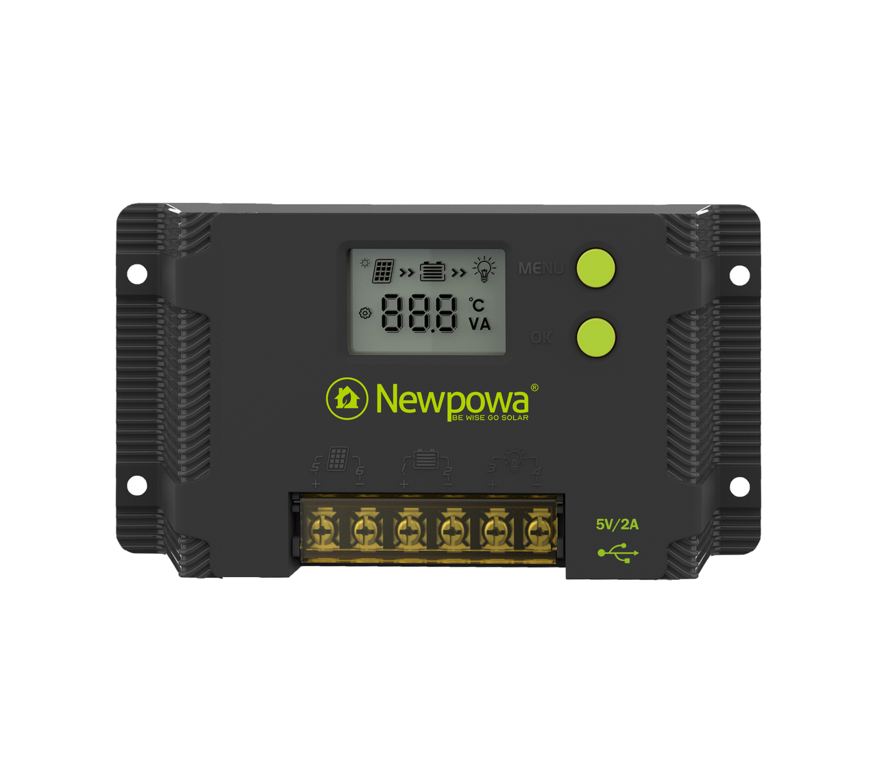 10A PWM Solar Charge Controller w/ Auto 12V/24V DC Detection -Newpowa