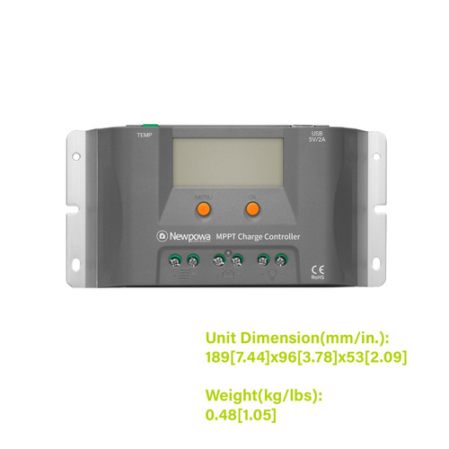 15A MPPT Solar Charge Controller w/ High-quality Components -Newpowa