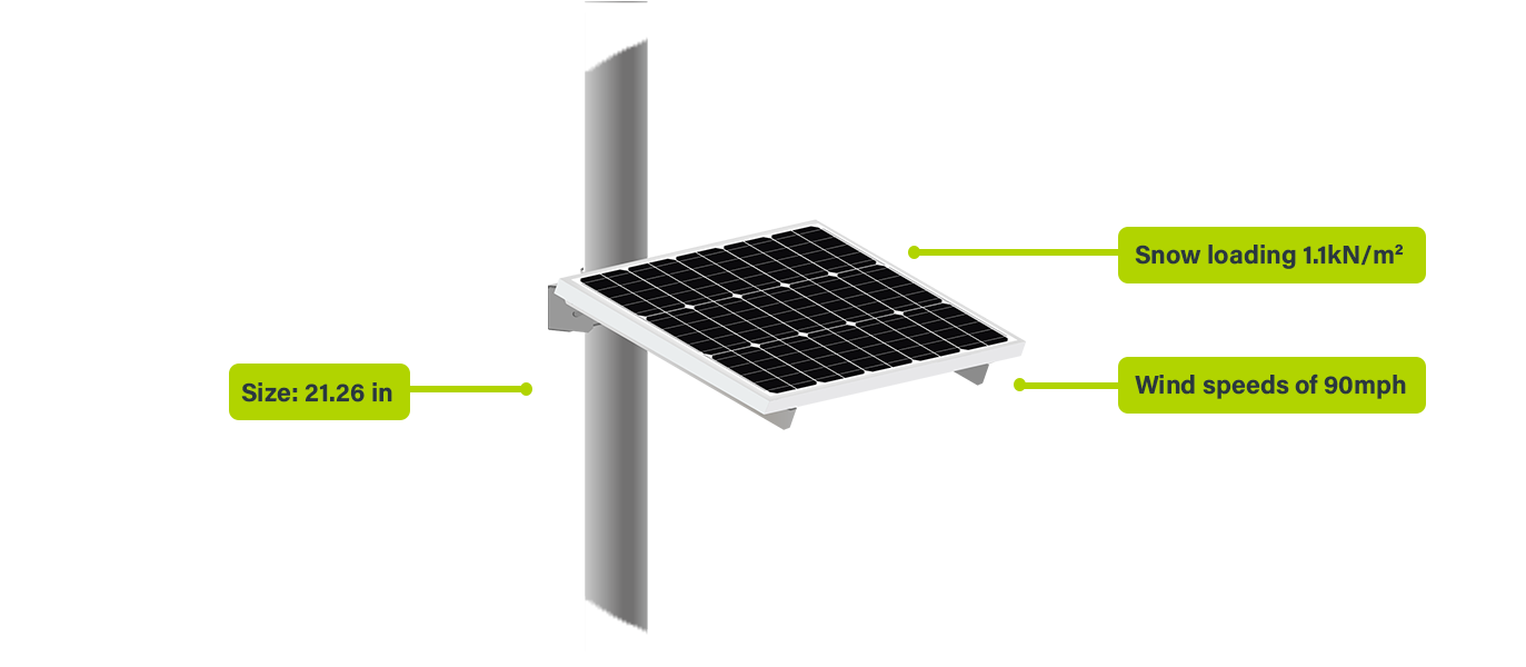 Double Arm Pole/Wall Side Mount for 40W-75W Solar Panels -Newpowa