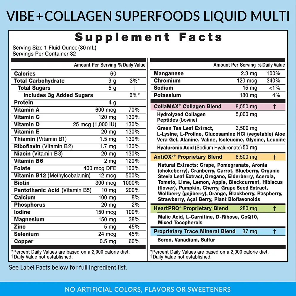 VIBE + COLLAGEN Superfoods Liquid Multivitamin - Eniva