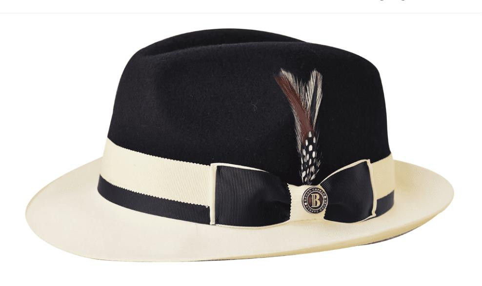 Bruno Capelo Black Ivory Fedora Hat Two-Tone Wool CA-350