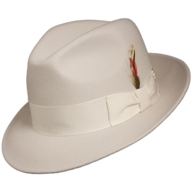 Mens White Fedora Hat 100% Wool Untouchable Dress Hats Capas