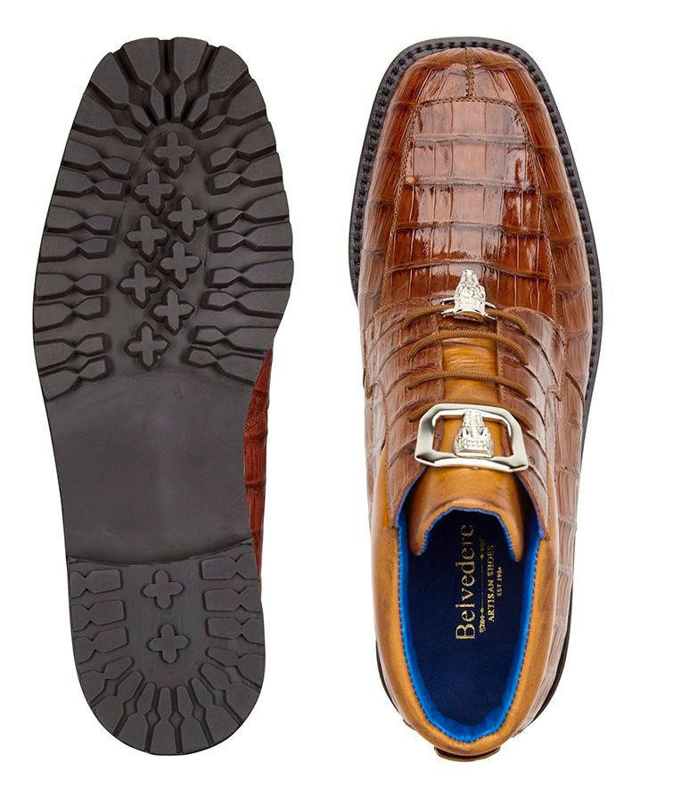 Belvedere Mens Sport Brown Gator Ankle Boots Gallardo