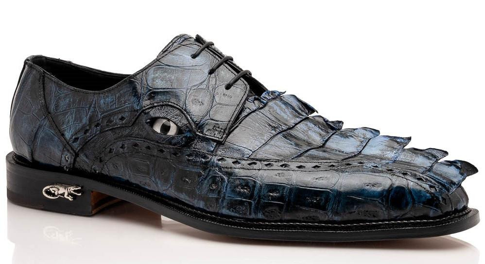 Mauri Dark Brown Gold Alligator Shoes | Contempo Suits