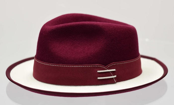 Bruno Capelo Outcast Mens Burgundy Wool Felt Fedora Hat OU-854