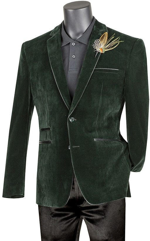 Emerald Slim Fit Velvet Blazer Mens Prom Casual Party Jacket Vinci BS-02