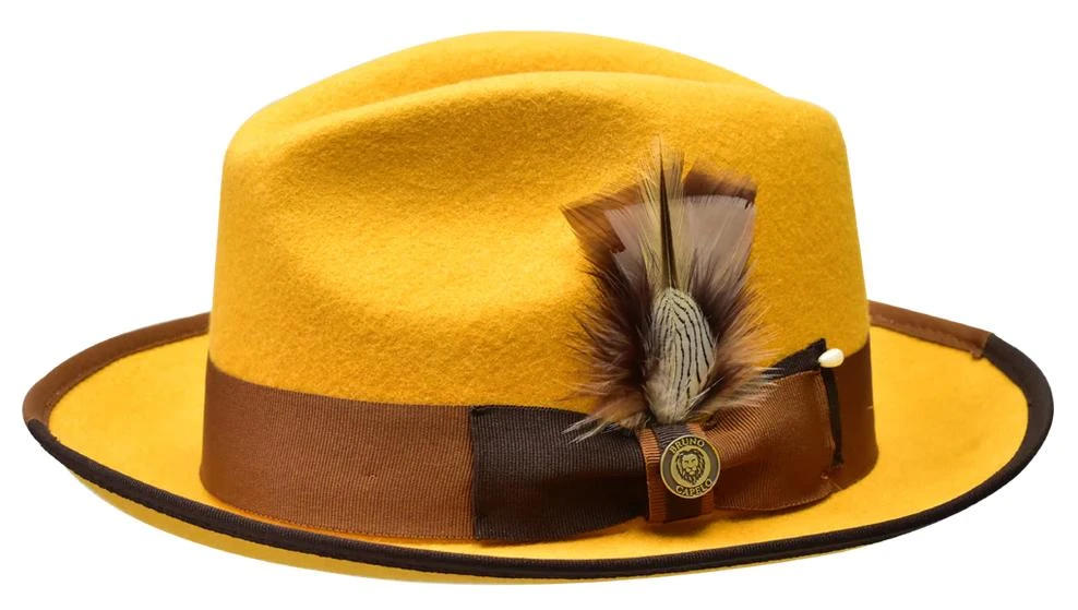 Bruno Capelo Mustard Dress Fedora Hat | Contempo Suits