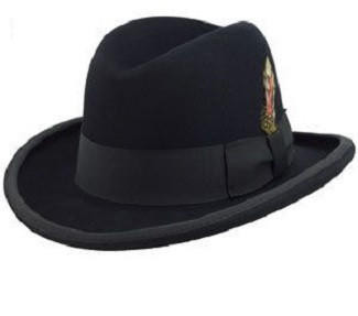 Mens Brown Godfather Hat 100% Wool Homburg Dress Hat 4201