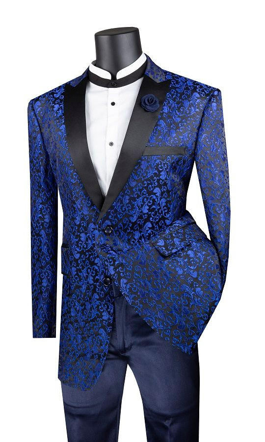 Men's Velvet Royal Blue Metallic Singer Jackets Las Vegas Jacket BM-02