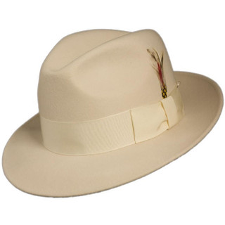 Mens Cream Fedora Hat 100% Wool Untouchable Dress Hat 8345