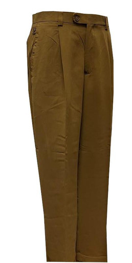 Zacchi Mens Fashion Wide Leg Single Pleat Slacks Bronze Lane