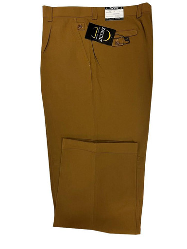 Zacchi Mens Fashion Wide Leg Single Pleat Slacks Bronze Lane