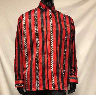 Pronti Fashion Shirt for Men Red Stripe Long Sleeve 6597 Size XL