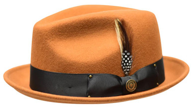 Bruno Capelo Men's 2 Tone Trilby Hat Wool Felt Rust BB-220