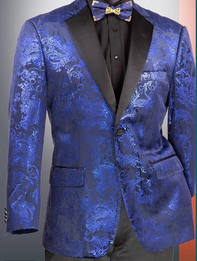 Men's Velvet Royal Blue Metallic Singer Jackets Las Vegas Jacket BM-02