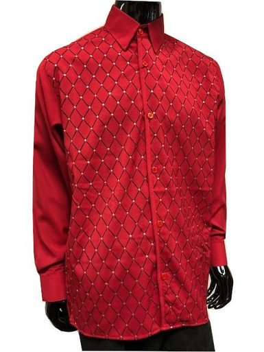 Pronti Fashion Shirt for Men Red Diamond Long Sleeve S6447