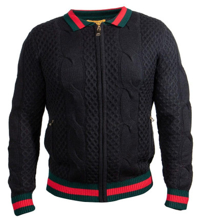 Buy Prestige Black Cable Knit Cardigan Sweater for Men