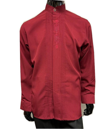 Get Pronti Men's Burgundy Party Shirt with Long Sleeves