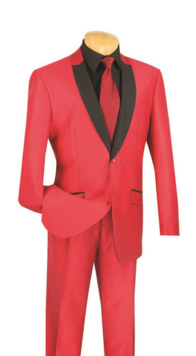 Men's Shiny Red Slim Fit Prom Flashy Suits | Contempo Suits