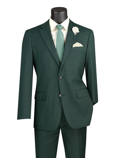 Vinci Slim Fitted Suit Young Men's Hunter Green Solid SC900-12