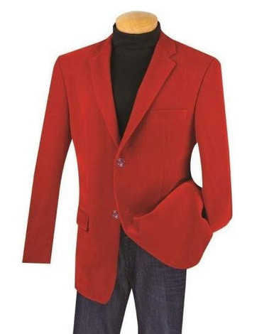 Mens Red Velvet Blazer 2 Button Side Vents Vinci B-27 Size XL Final Sale